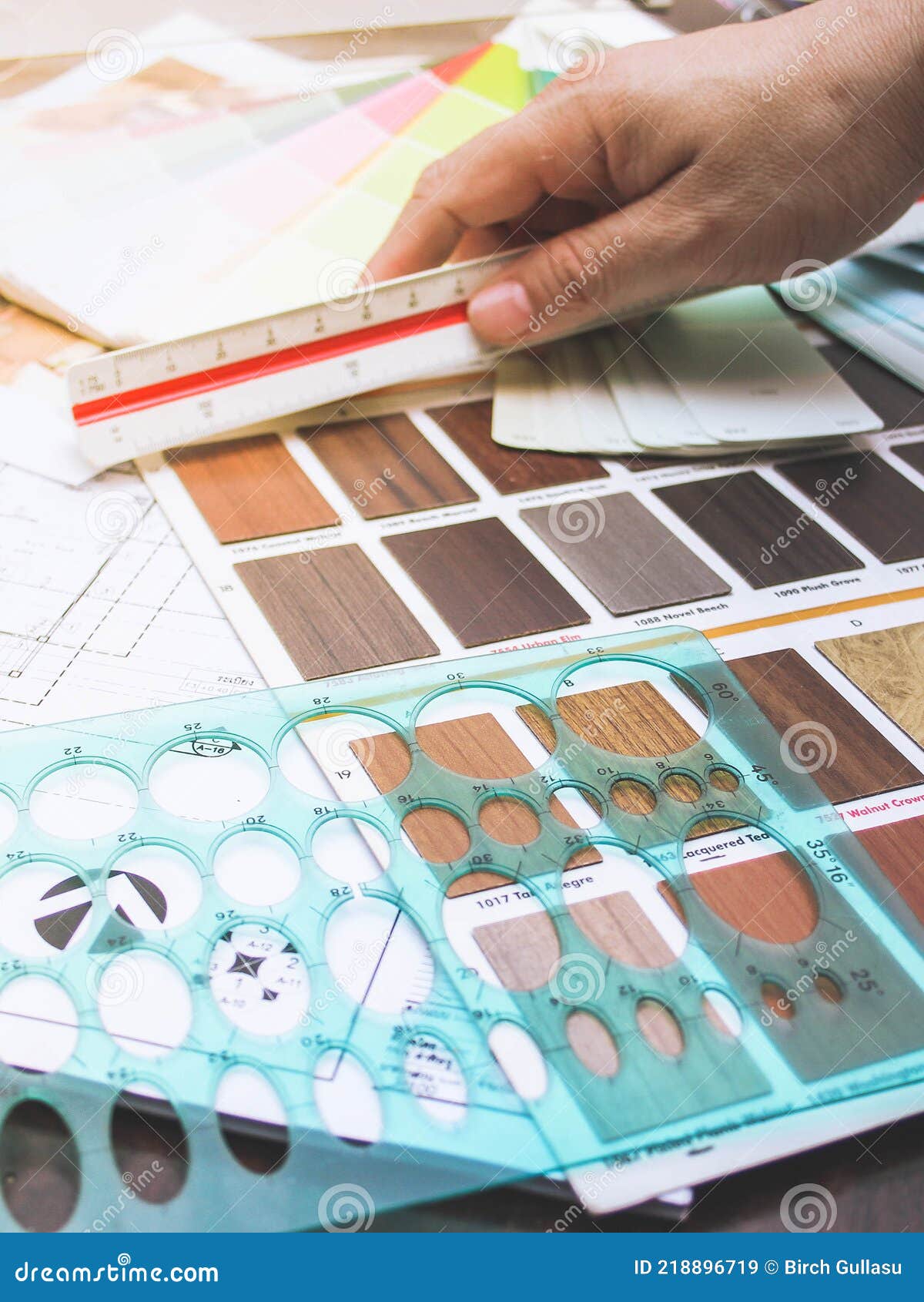 The Architect is Planning the Design. Architectural Work with Color ...