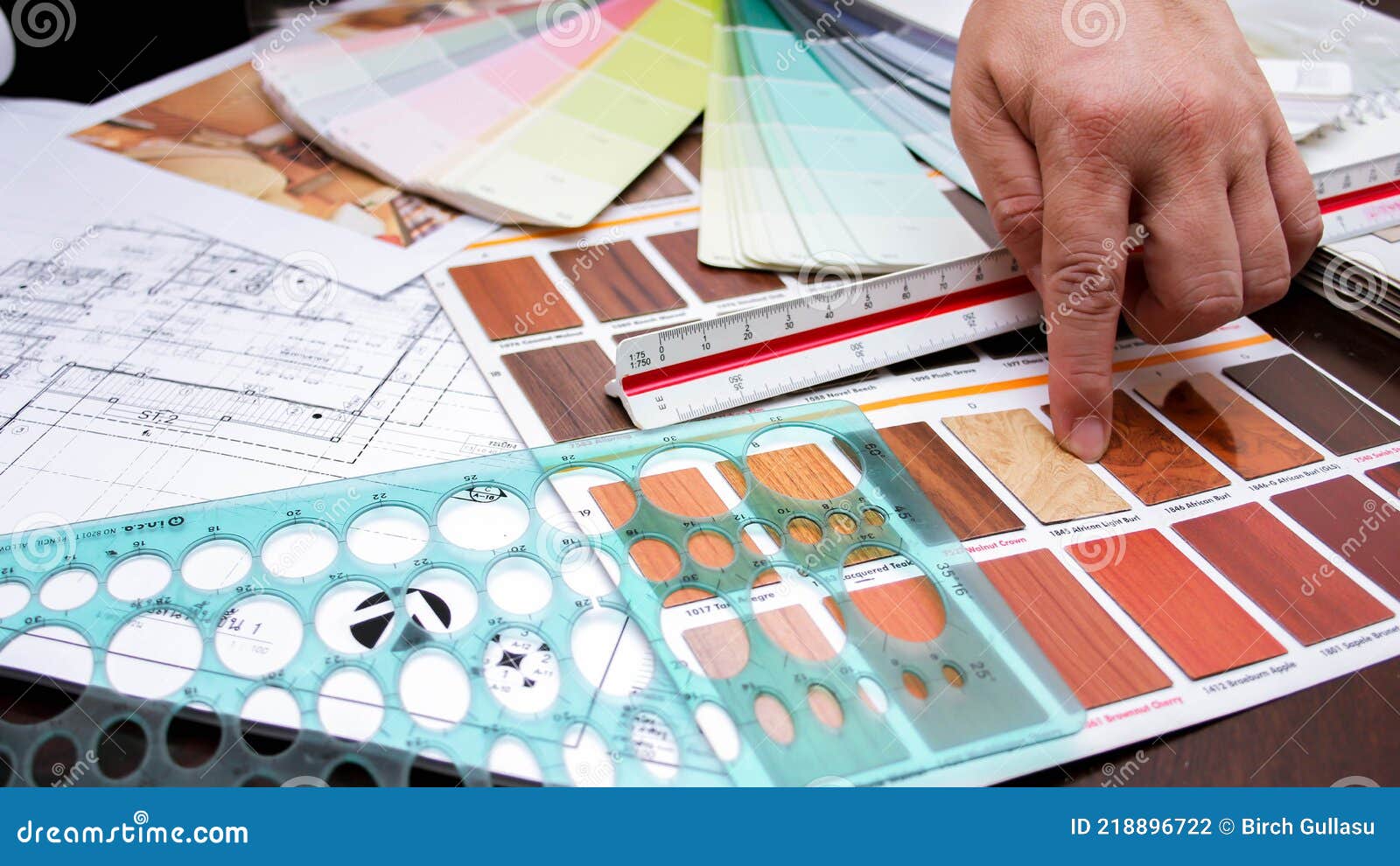 The Architect is Planning the Design. Architectural Work with Color ...