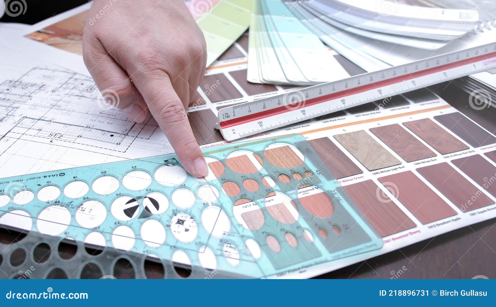 The Architect is Planning the Design. Architectural Work with Color ...