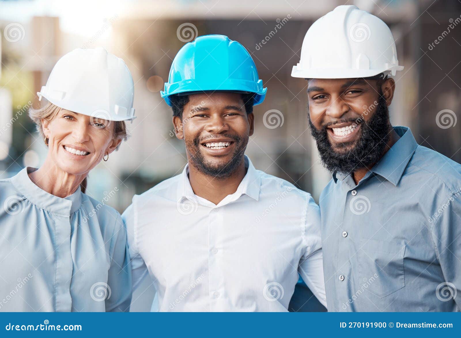 Architect Portrait, Work Diversity and Construction Workers Working on ...