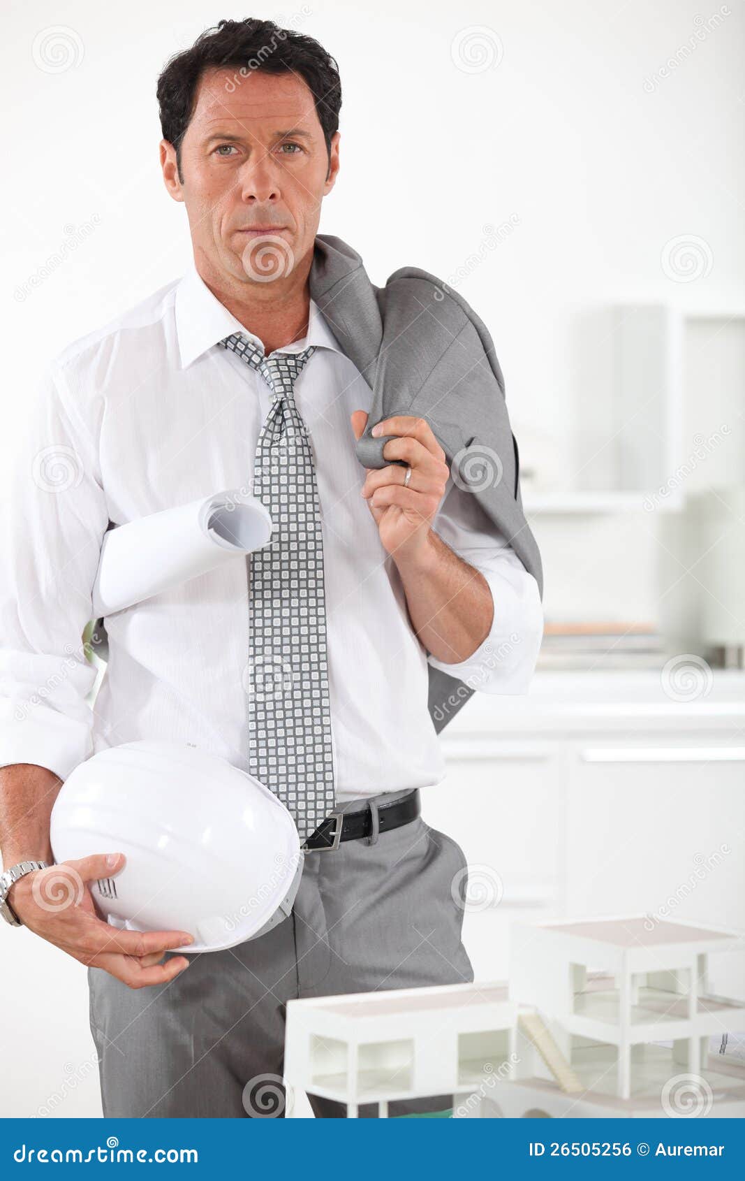 Architect Posing by Model Building Stock Photo - Image of building ...