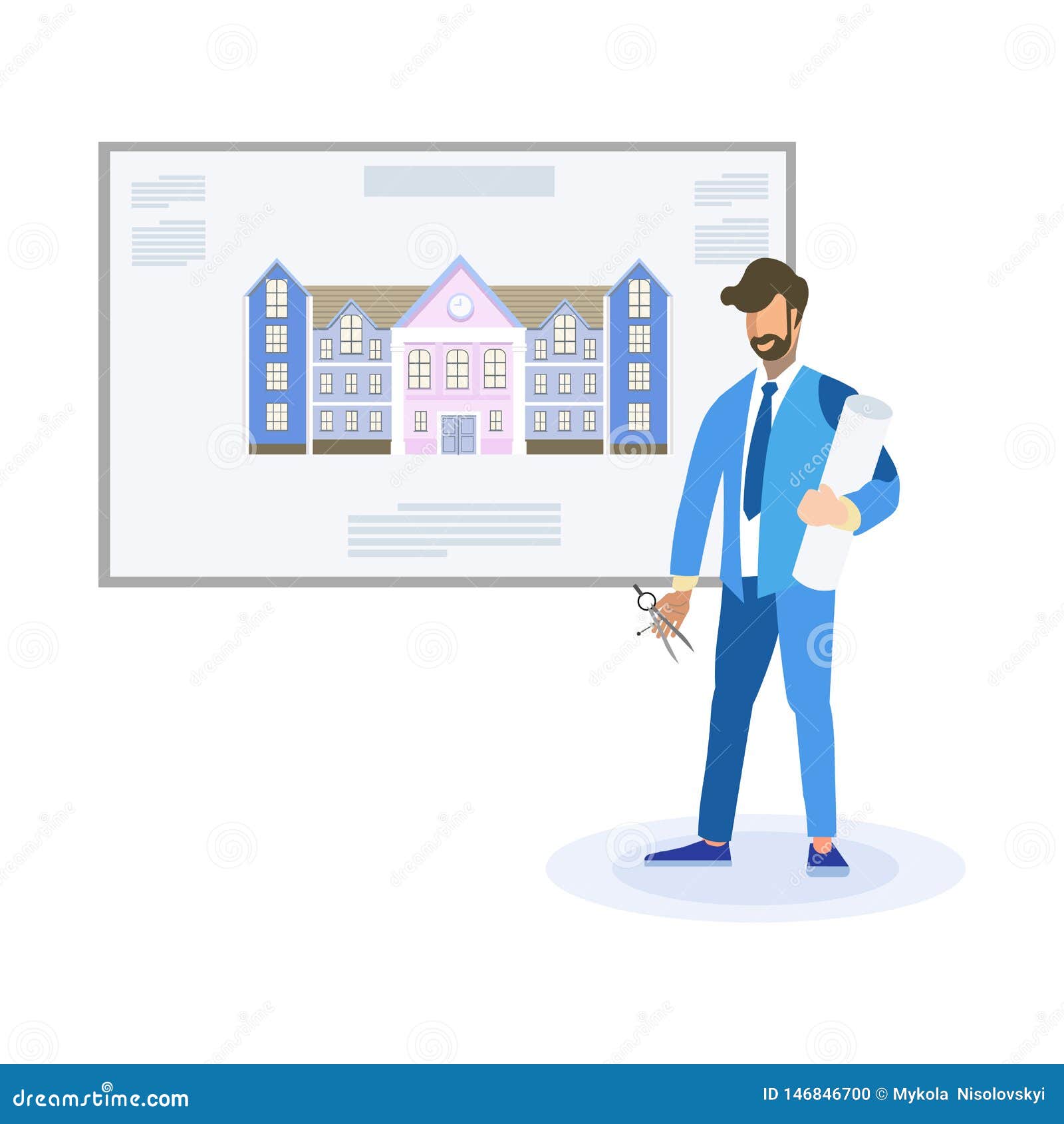 Architect Presenting Project Flat Illustration Stock Vector ... Architect Presenting Project Flat Illustration Stock Vector ...