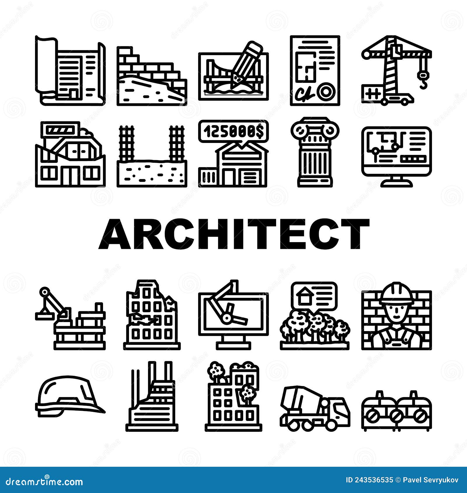 Architect Professional Occupation Icons Set Vector Stock Vector ...