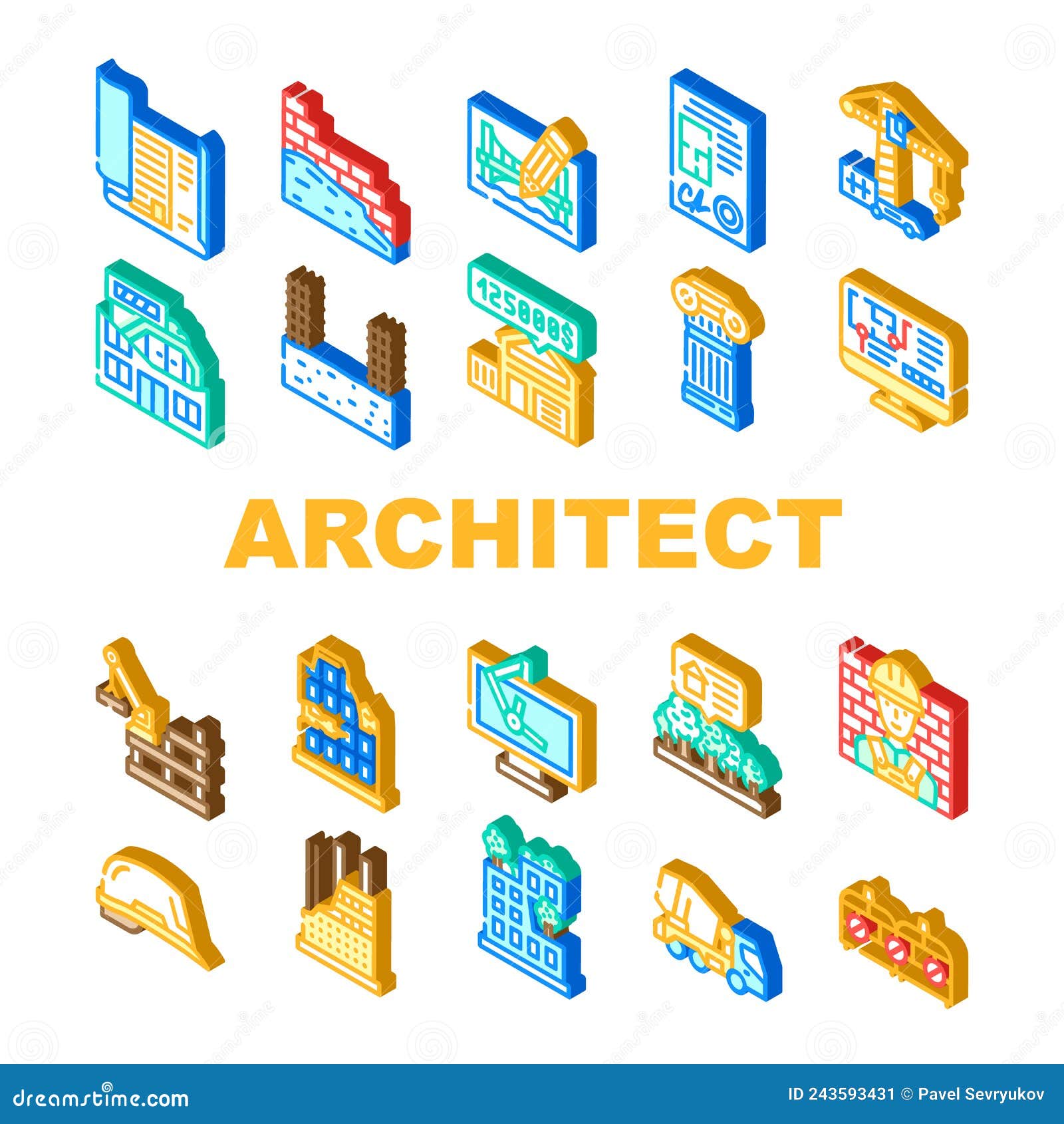 Architect Professional Occupation Icons Set Vector Stock Vector ...