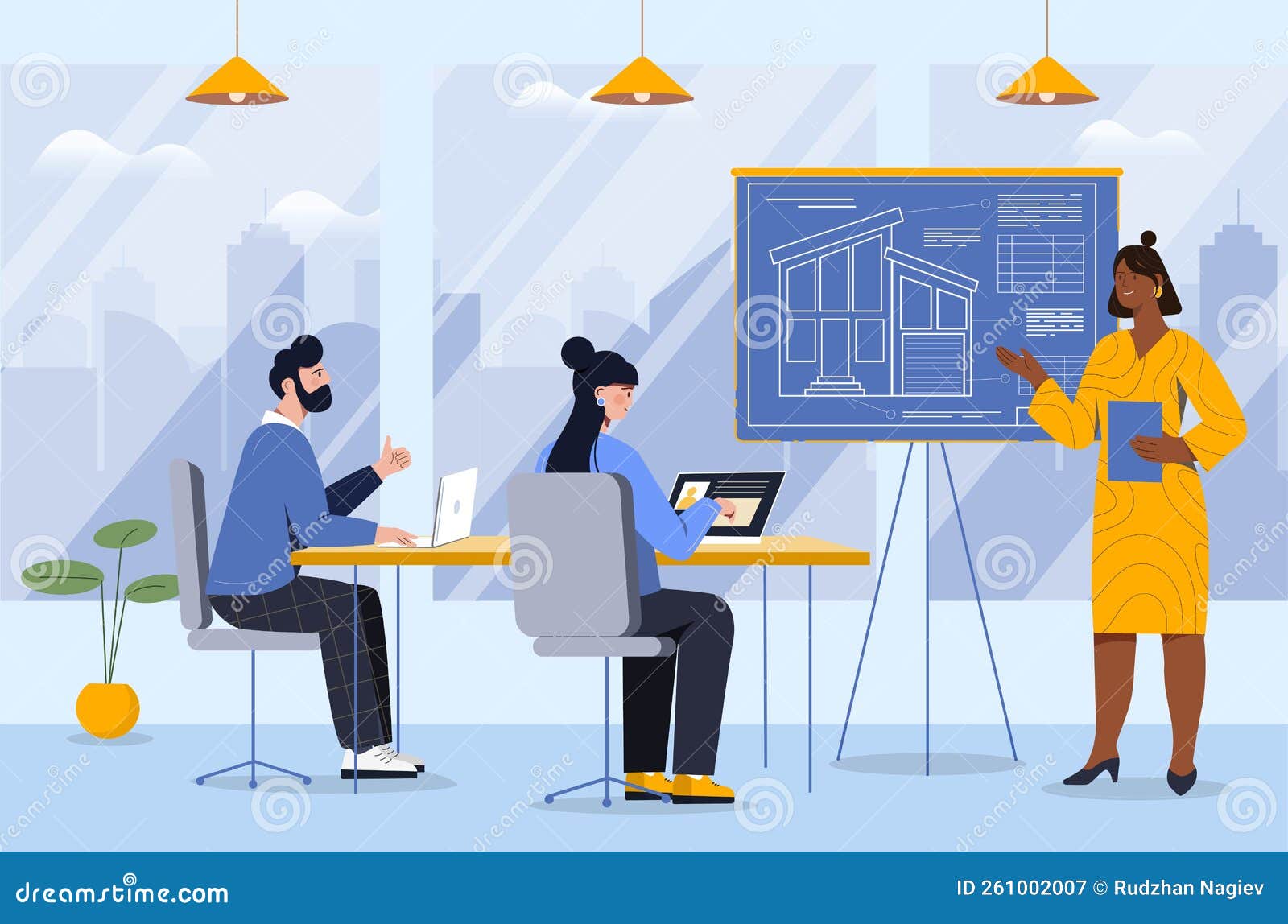 Architect Project Presentation Stock Vector - Illustration of laptop ...