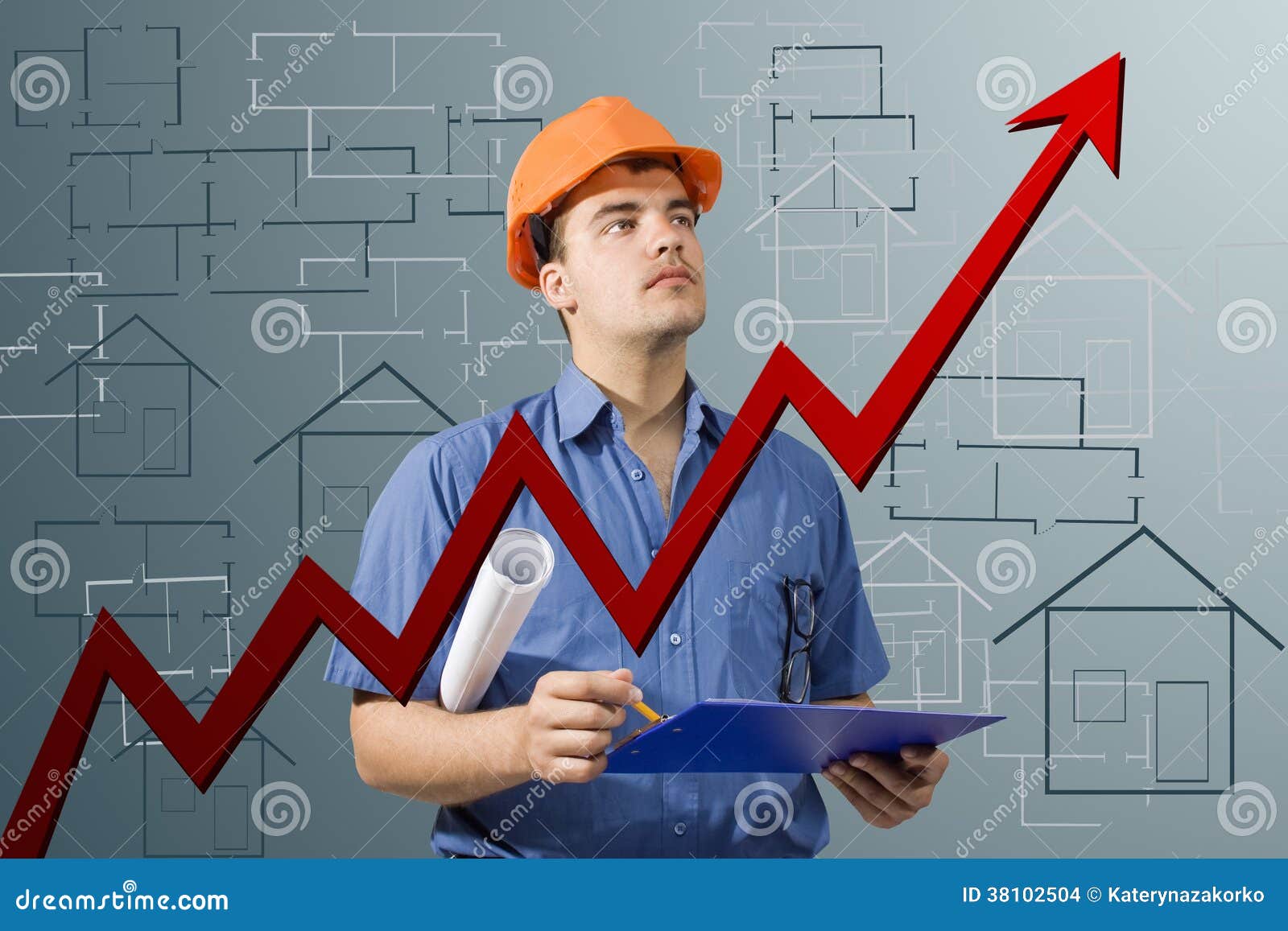 Architect with projects stock photo. Image of businessman - 38102504