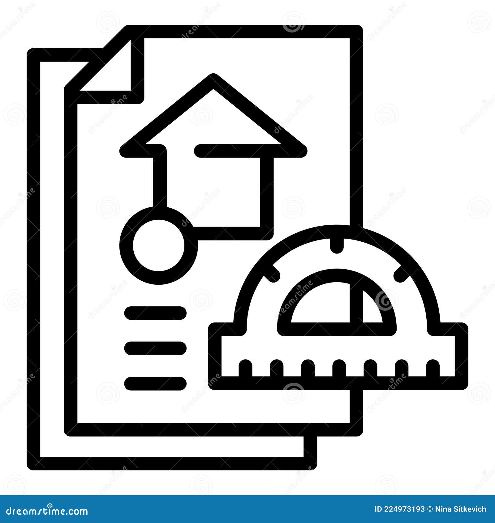 Architect Protractor House Project Icon, Outline Style Stock Vector ...
