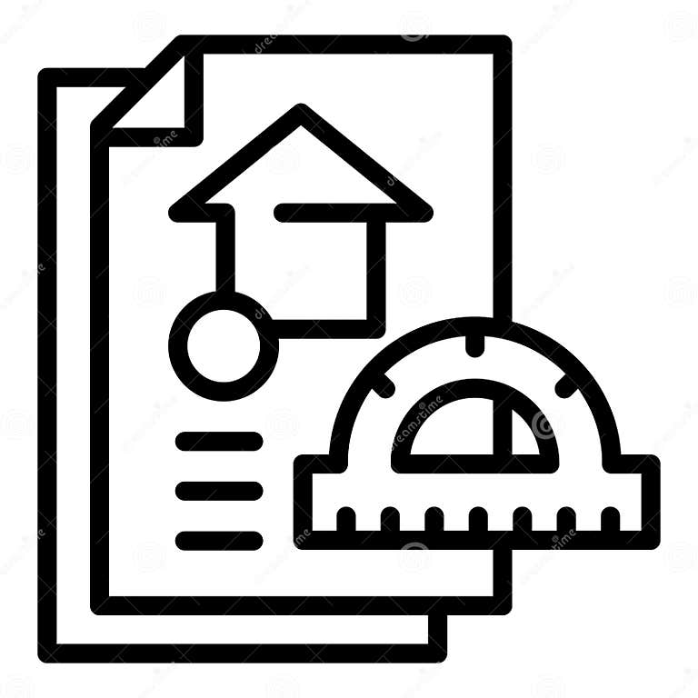 Architect Protractor House Project Icon, Outline Style Stock Vector ...