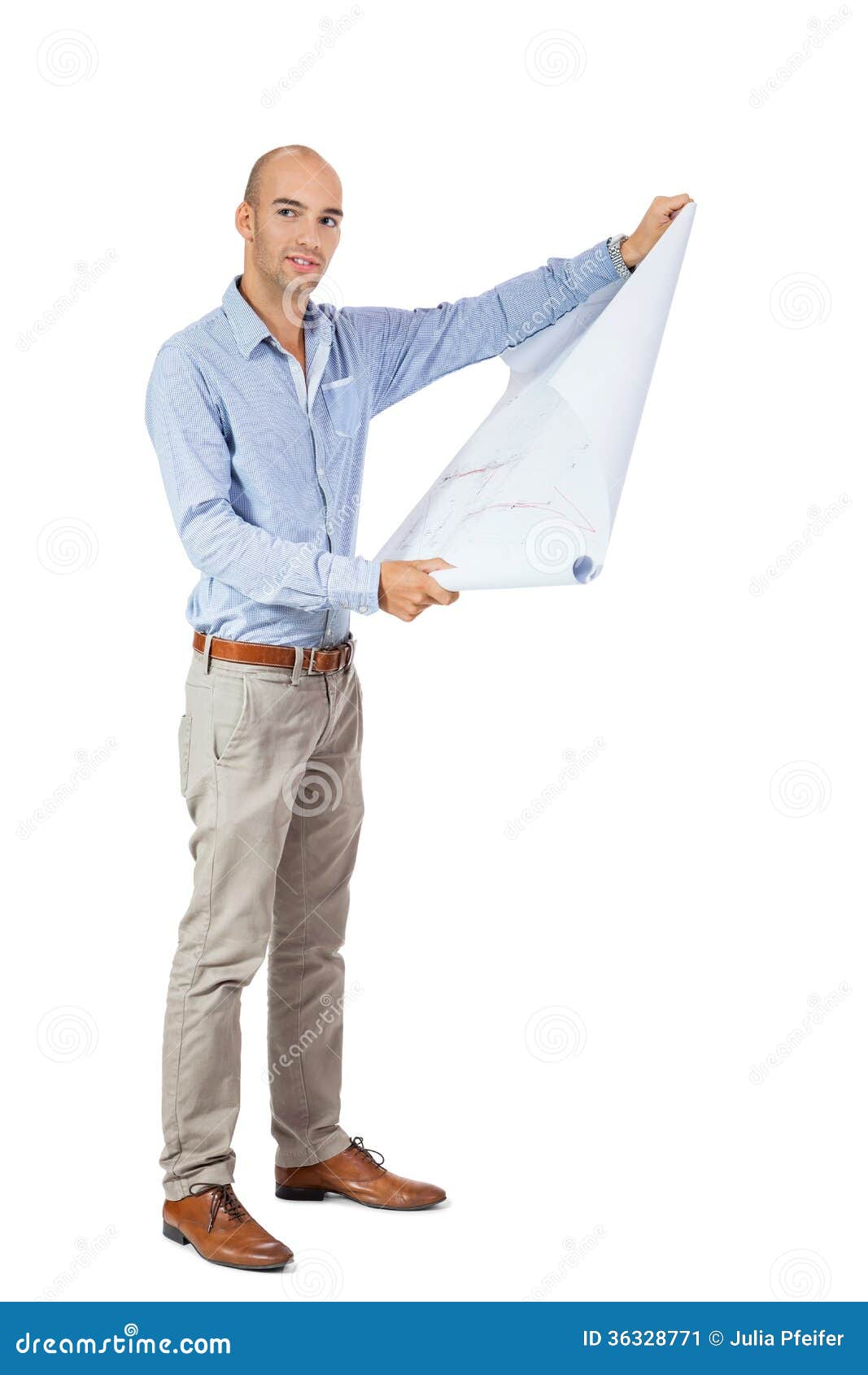 Architect Reading a Blueprint Stock Image - Image of project, reading ...