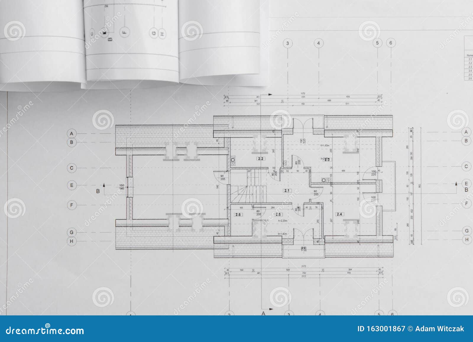 Technical Project Drawings, Rolls Of Blueprints And Drawing Tool ...