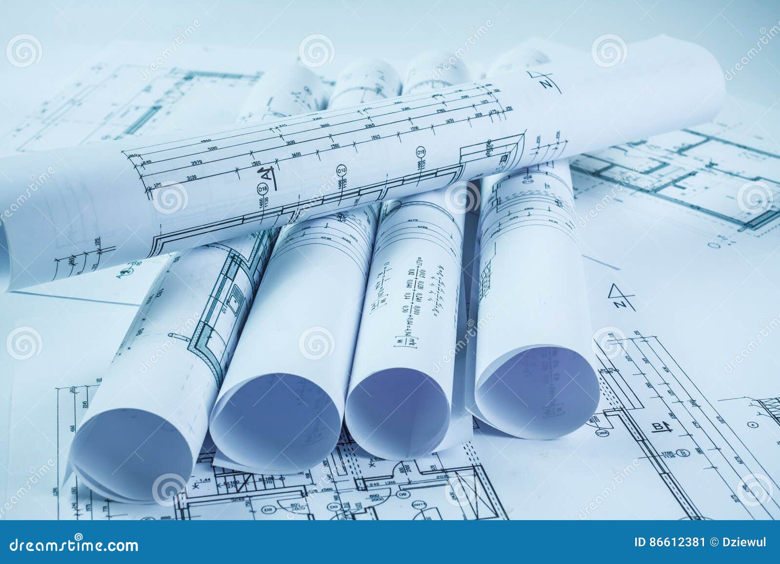 Architect Rolls and House Plans Stock Image - Image of dwelling, built ...