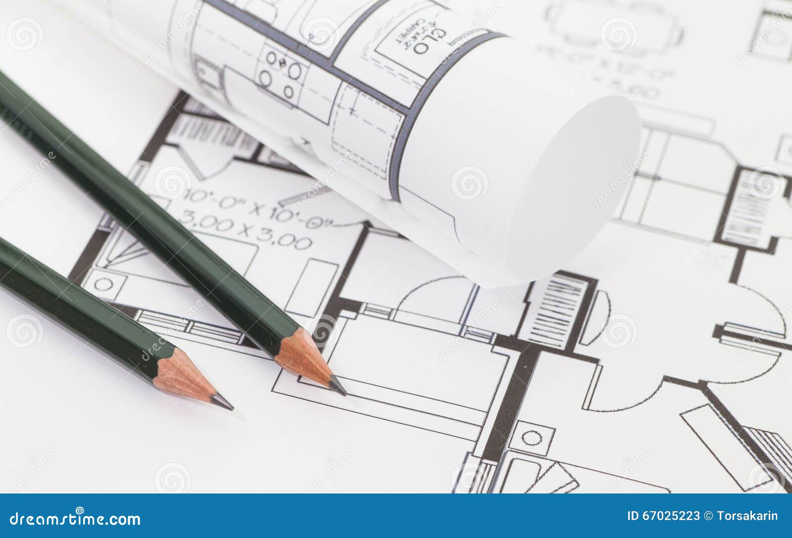 Architect Rolls And House Plan Stock Image | CartoonDealer.com #31183687