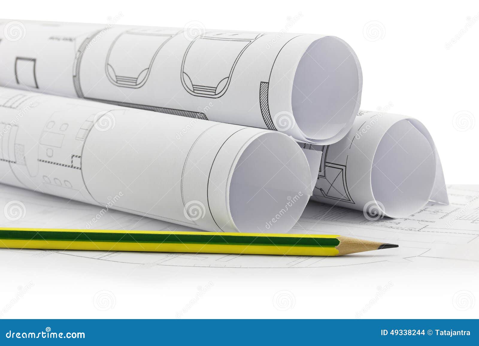 Architect rolls and plans stock photo. Image of equipment - 49338244