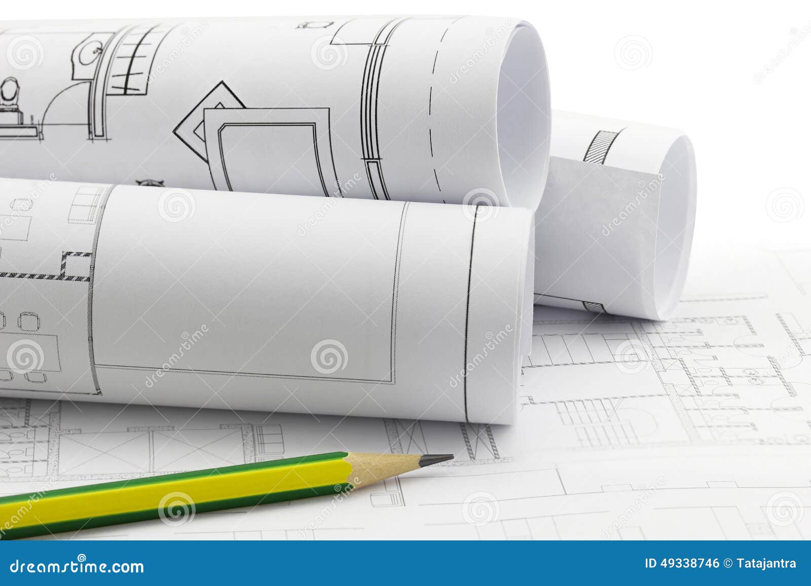 Architect Rolls And House Plan Stock Image | CartoonDealer.com #31183687