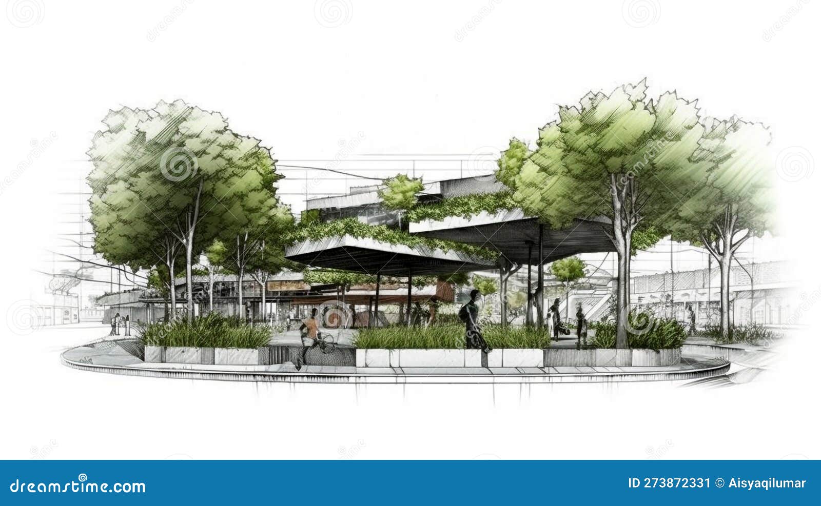 Architect S Concept Sketch Drawing of a Public Park within the Urban ... Architect S Concept Sketch Drawing of a Public Park within the Urban ...