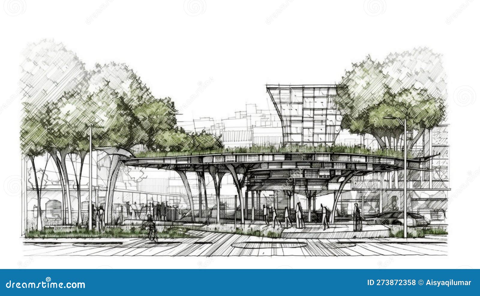 Architect S Concept Sketch Drawing of a Public Park within the Urban ... Architect S Concept Sketch Drawing of a Public Park within the Urban ...