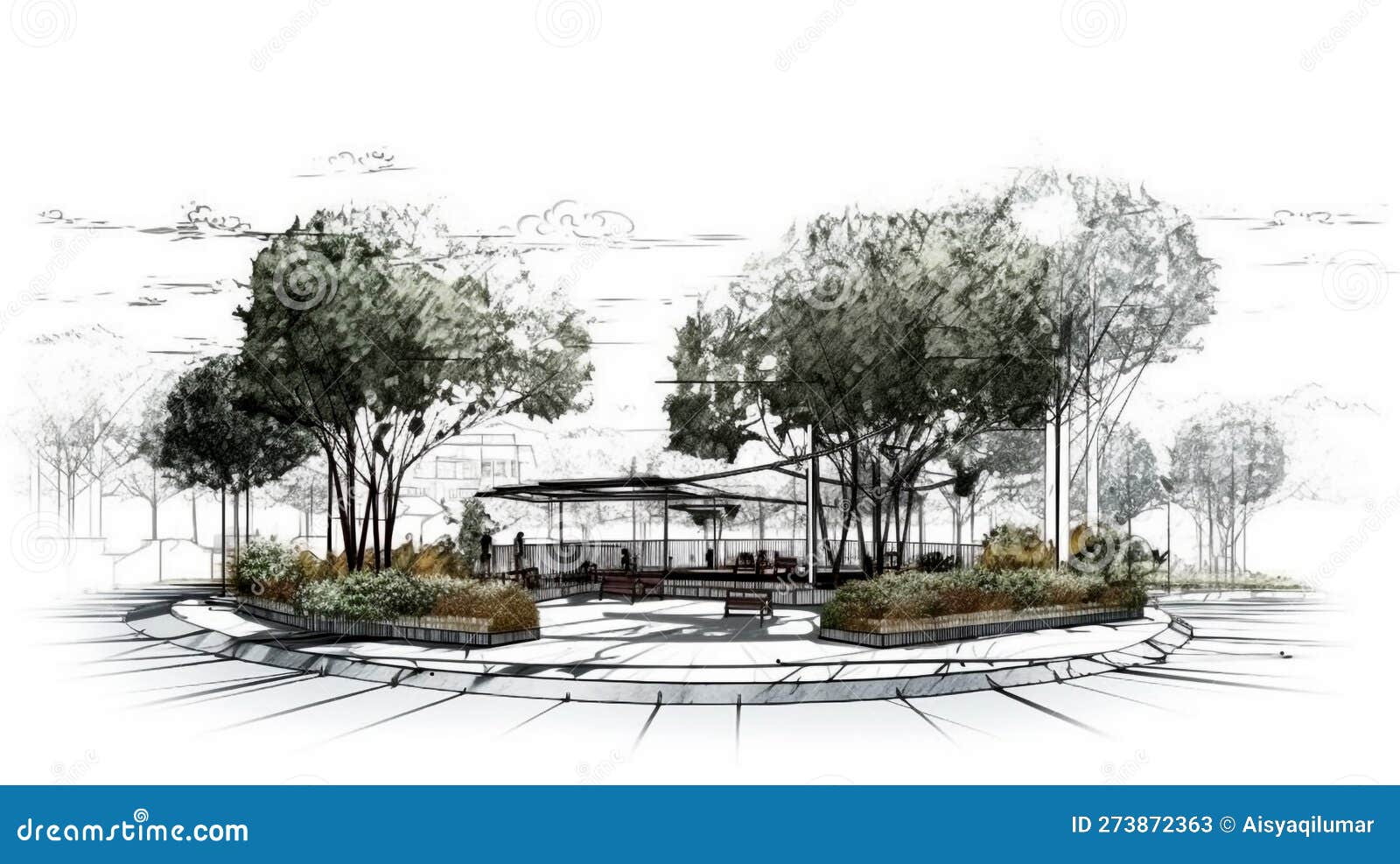 Architect S Concept Sketch Drawing of a Public Park within the Urban ... Architect S Concept Sketch Drawing of a Public Park within the Urban ...