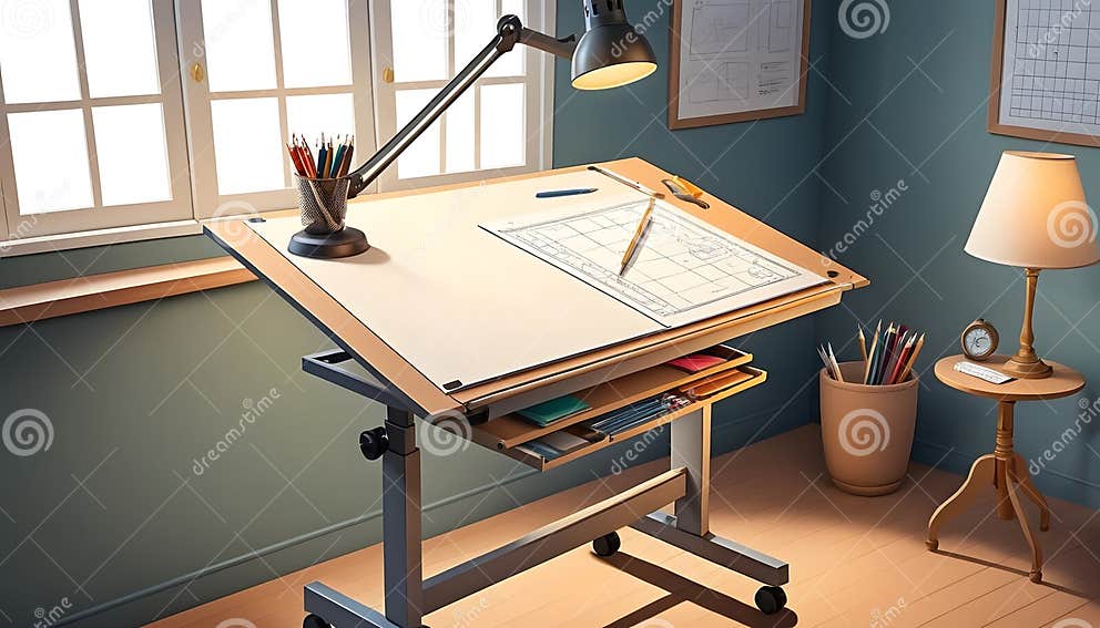 Architect S Cozy Workspace: a Serene Drawing Table Setup in a Home ...