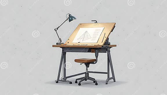 Architect S Drafting Table with Lamp and Stool in a Modern Studio ...