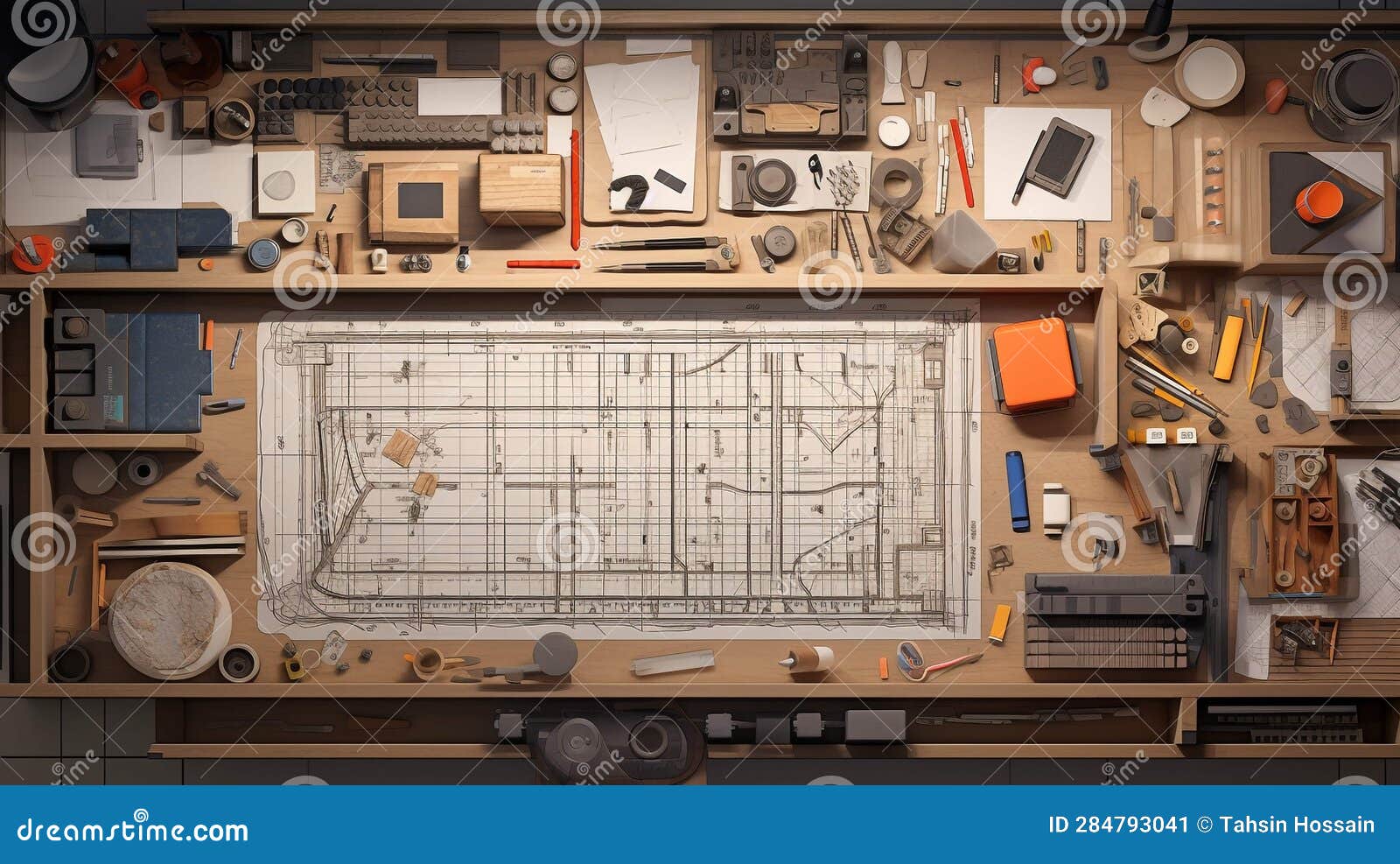 Architect S Drafting Table, Showcasing a Variety of Design Tools ...