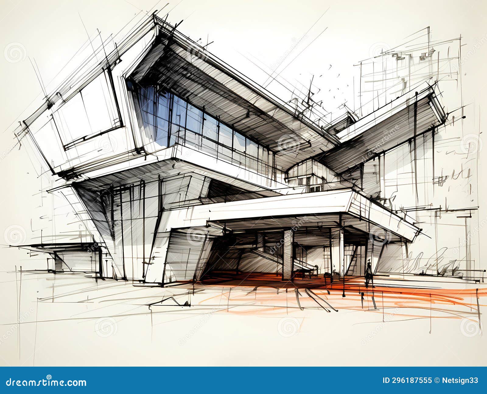 Architect S Drawing and Plans in Hand-drawn Style Stock Illustration ...