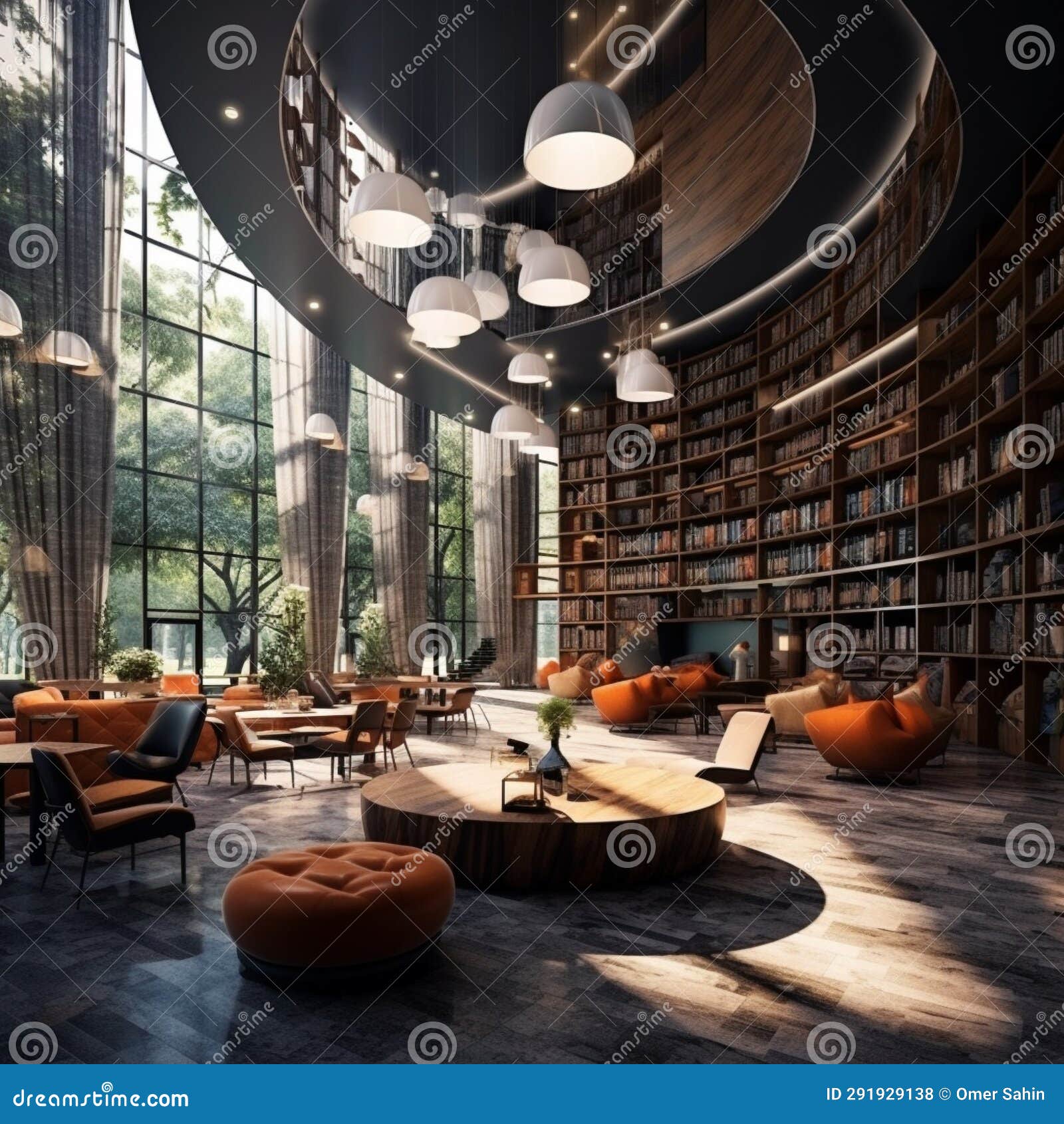 The Architect S Dream: Modern Library Interior Stock Photo - Image of ...