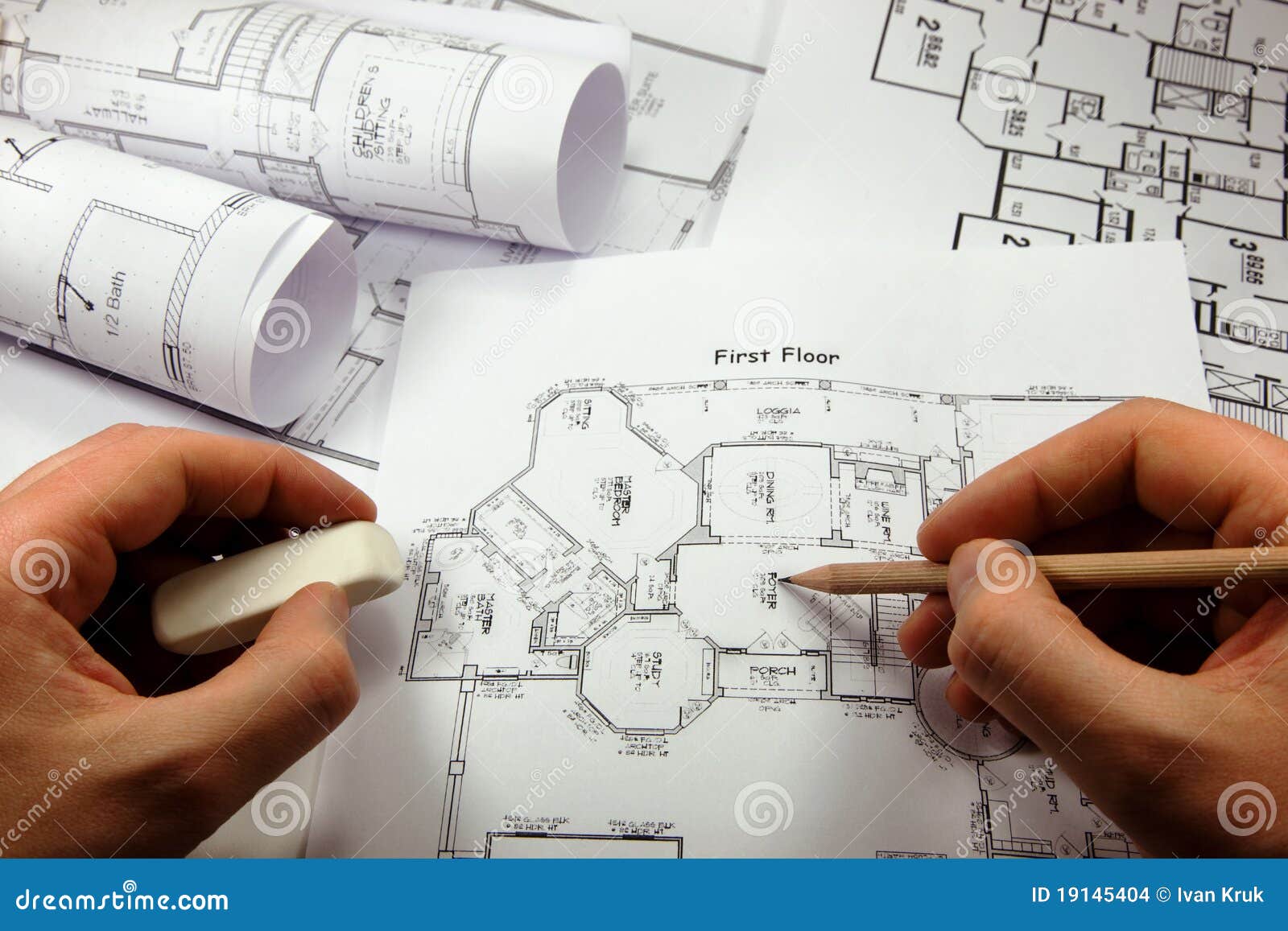 Architect s hands stock photo. Image of construction - 19145404