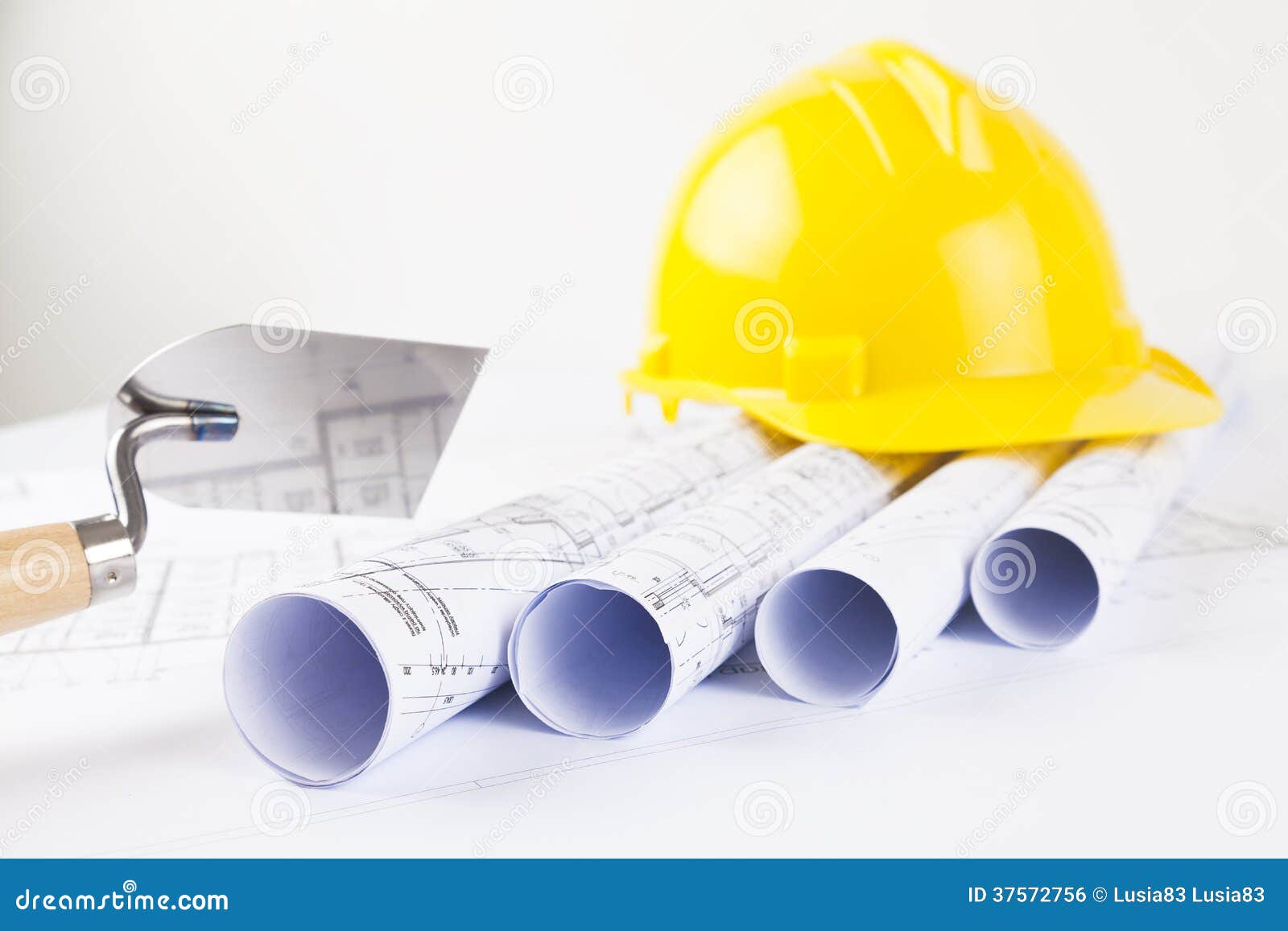 Architect`s Rolls and Construction Equipment Stock Photo - Image of ...