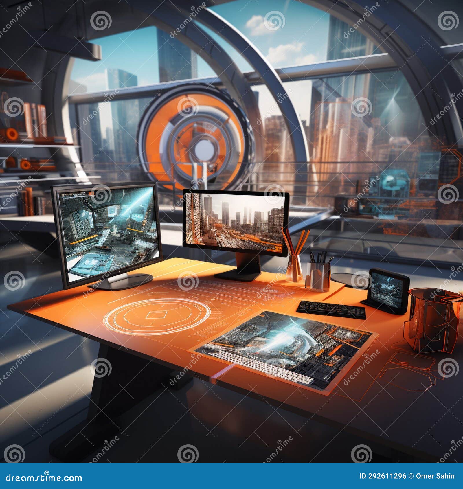 The Architect's Vision: The Docking Bay Of A Futuristic Spaceport AI Generated Royalty-Free ...