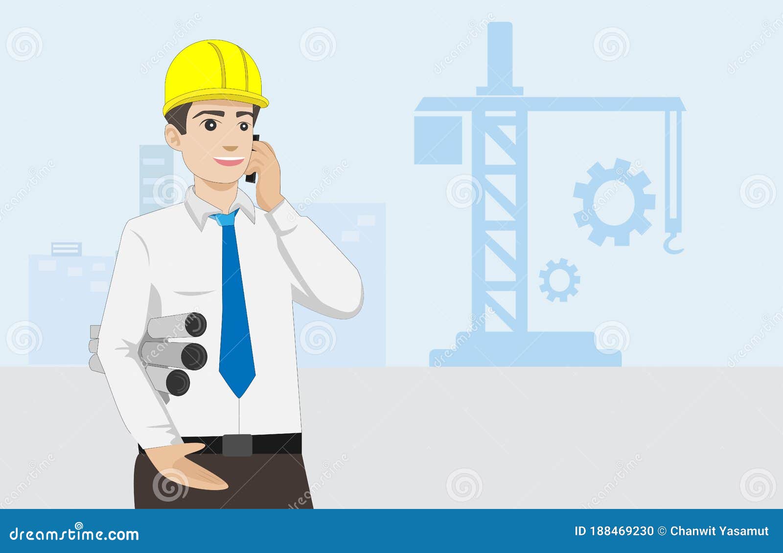 Architect And Client Monitoring Construction Vector Illustration ...