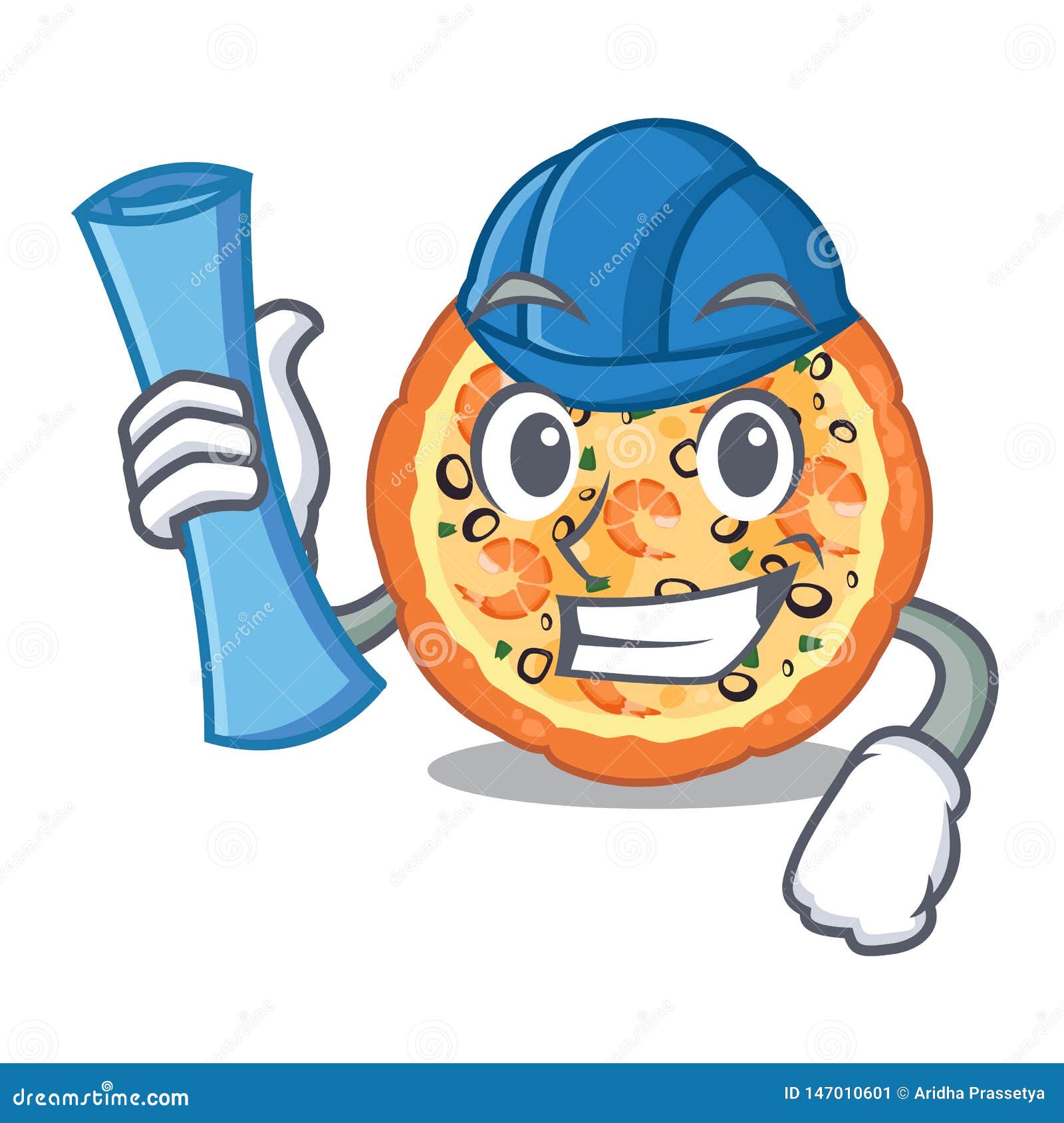 Architect Seafood Pizza Isolated with in Cartoon Stock Vector ...