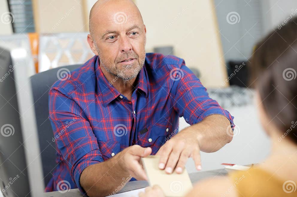 Architect Selecting Materials for Interior while Working in Office ...