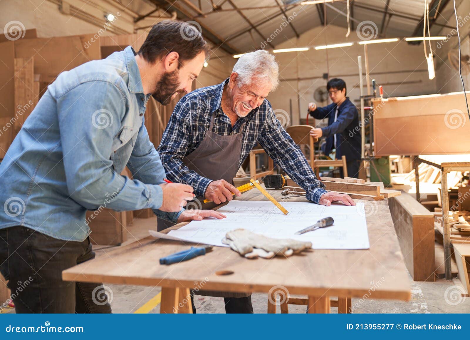 Architect and Senior Craftsman in Project Planning Stock Image - Image ...