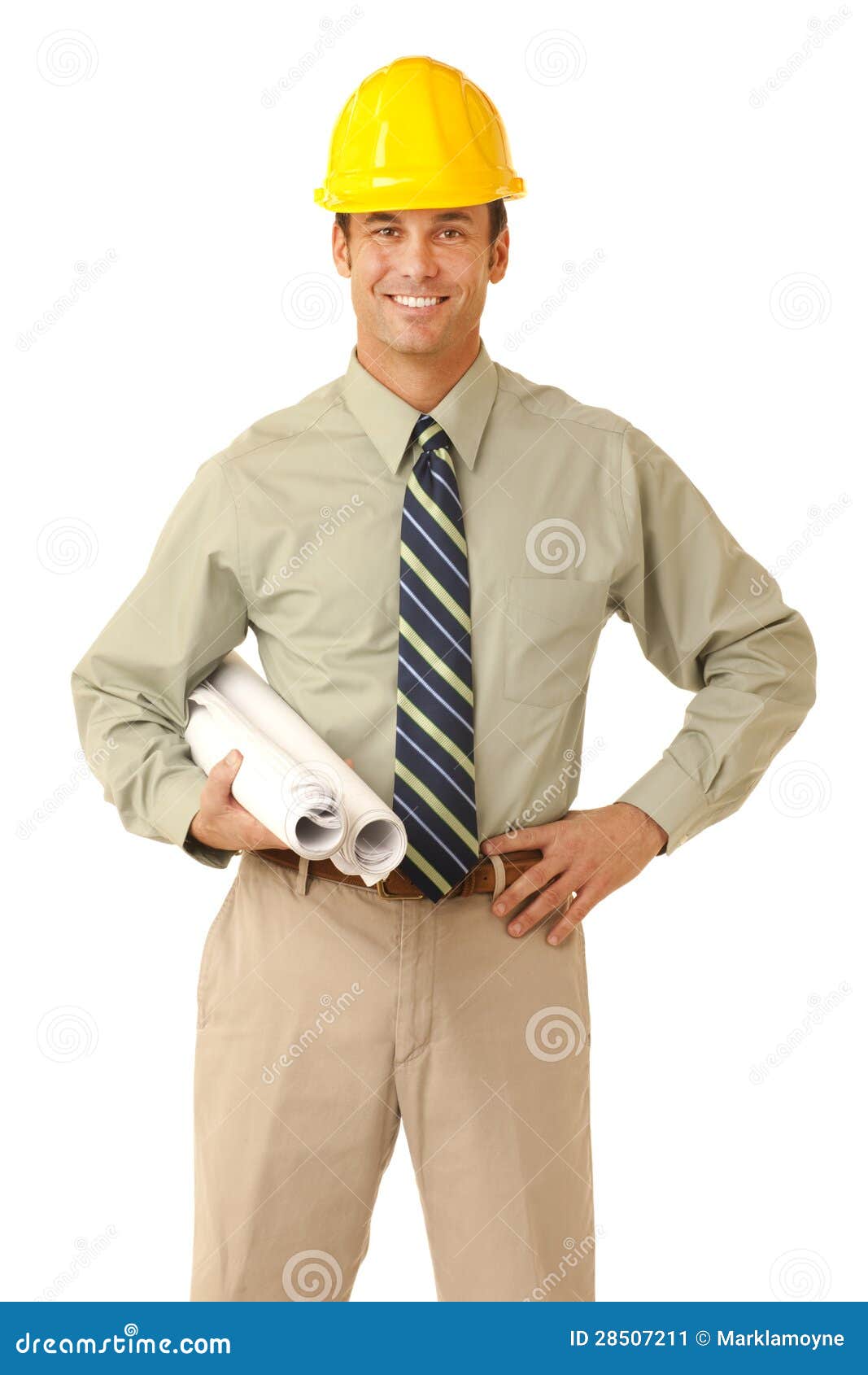 Architect in Shirt and Tie Wearing a Hard Hat Stock Image - Image of ...