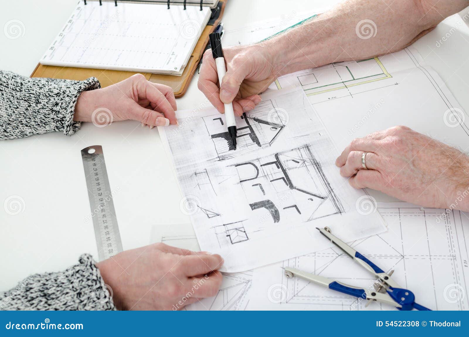 Architect Showing House Plans Stock Photo - Image of consulting ...