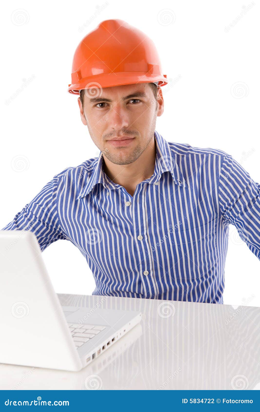 Architect Sitting with Laptop Stock Photo - Image of construction ...