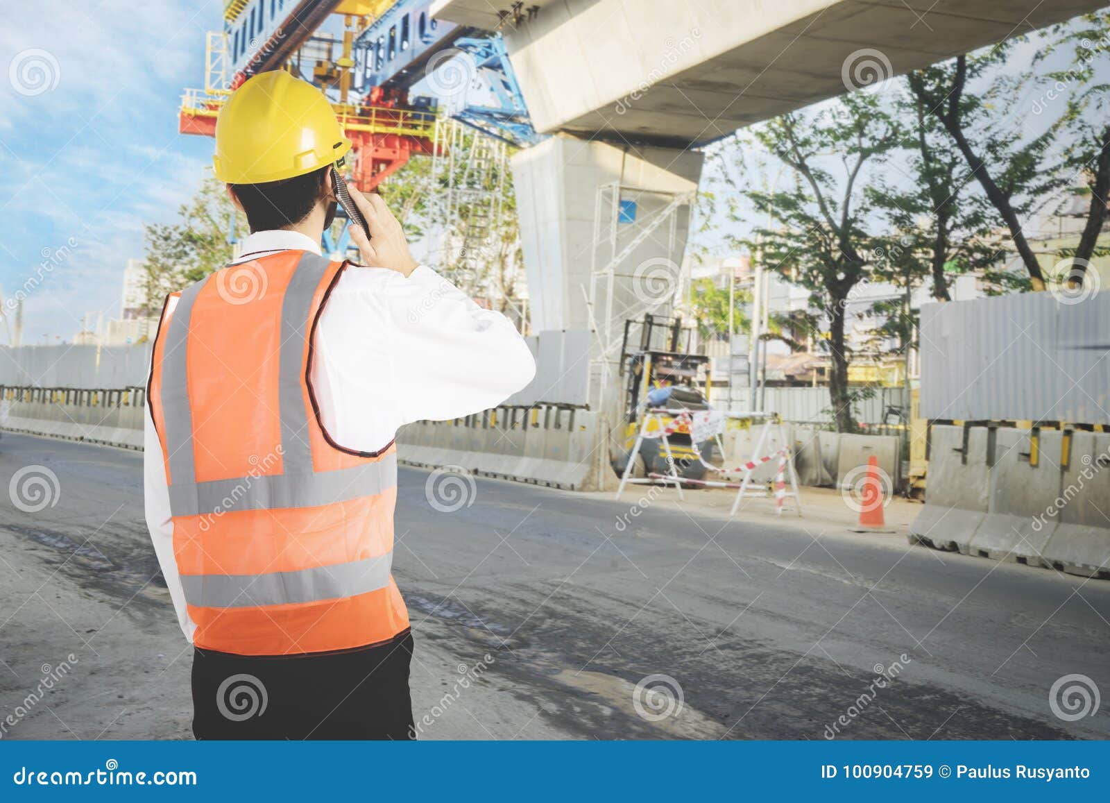 Architect with Smartphone in the Construction Site Stock Image - Image ...