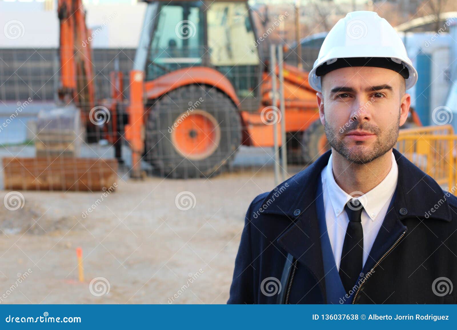 Architect Smiling in Construction Site Stock Photo - Image of employee ...