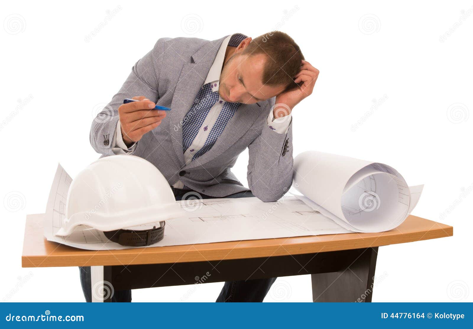 Architect Solving a Problem on a Building Plan Stock Photo - Image of ...