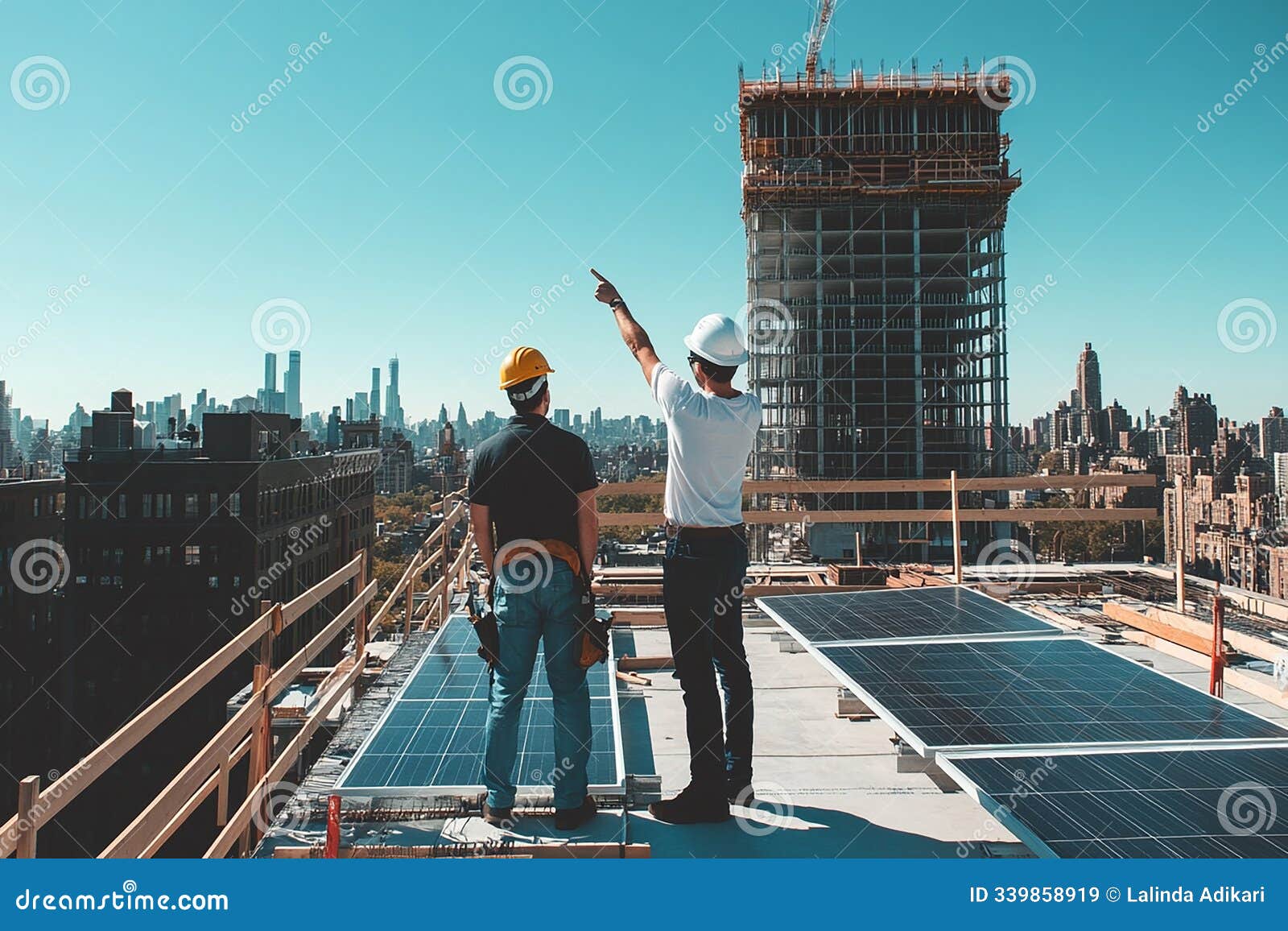 Architect Standing on the Roof of a Partially Constructed Building ...