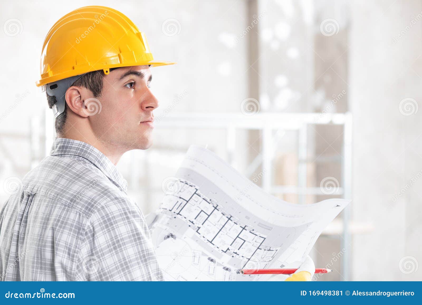 Architect or Structural Engineer with Blueprint Stock Image - Image of ...