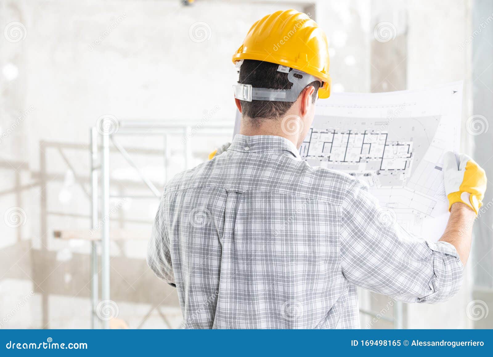 Architect or Structural Engineer with Blueprint Stock Image - Image of ...