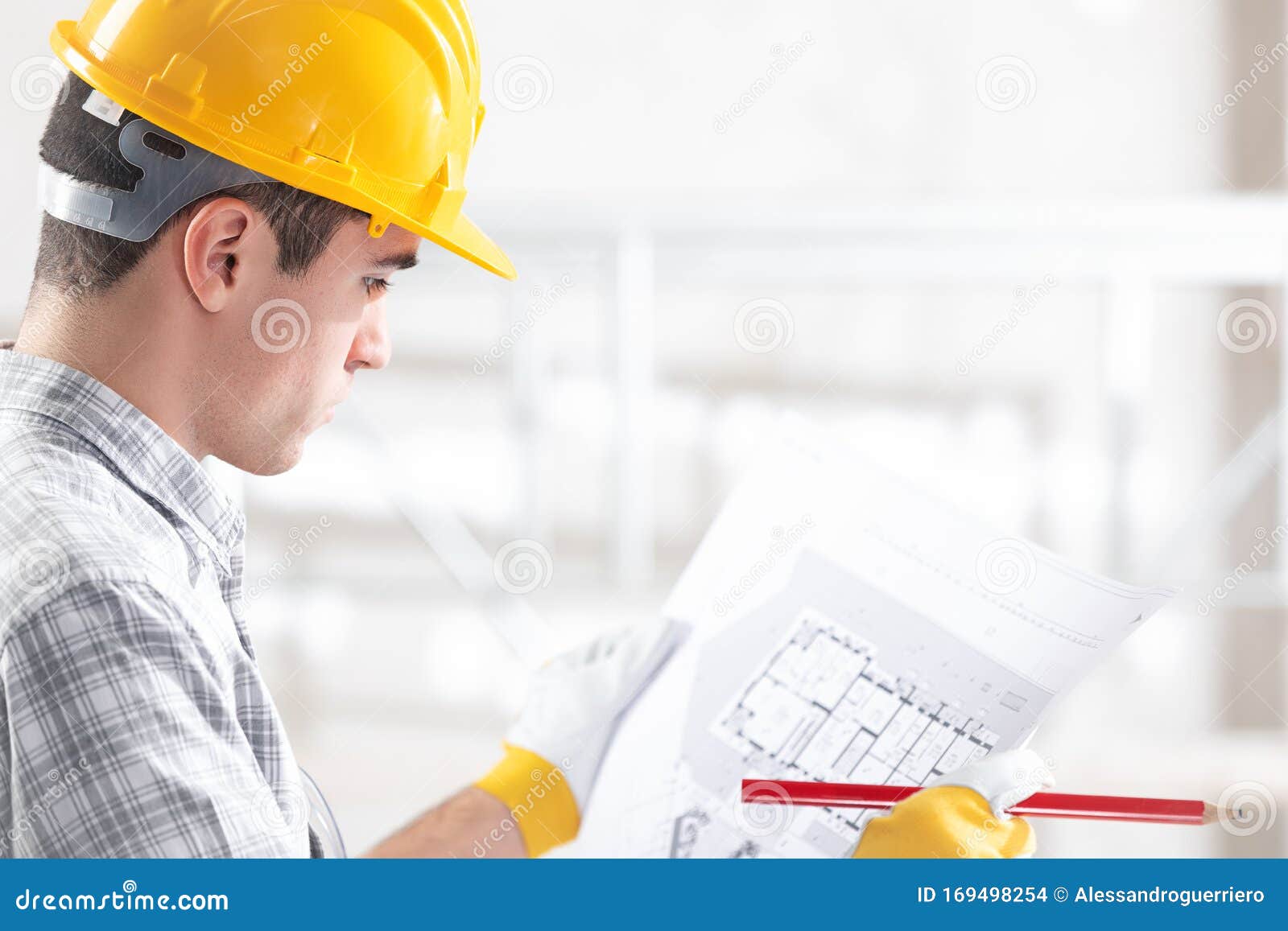 Architect or Structural Engineer with Blueprint Stock Photo - Image of ...