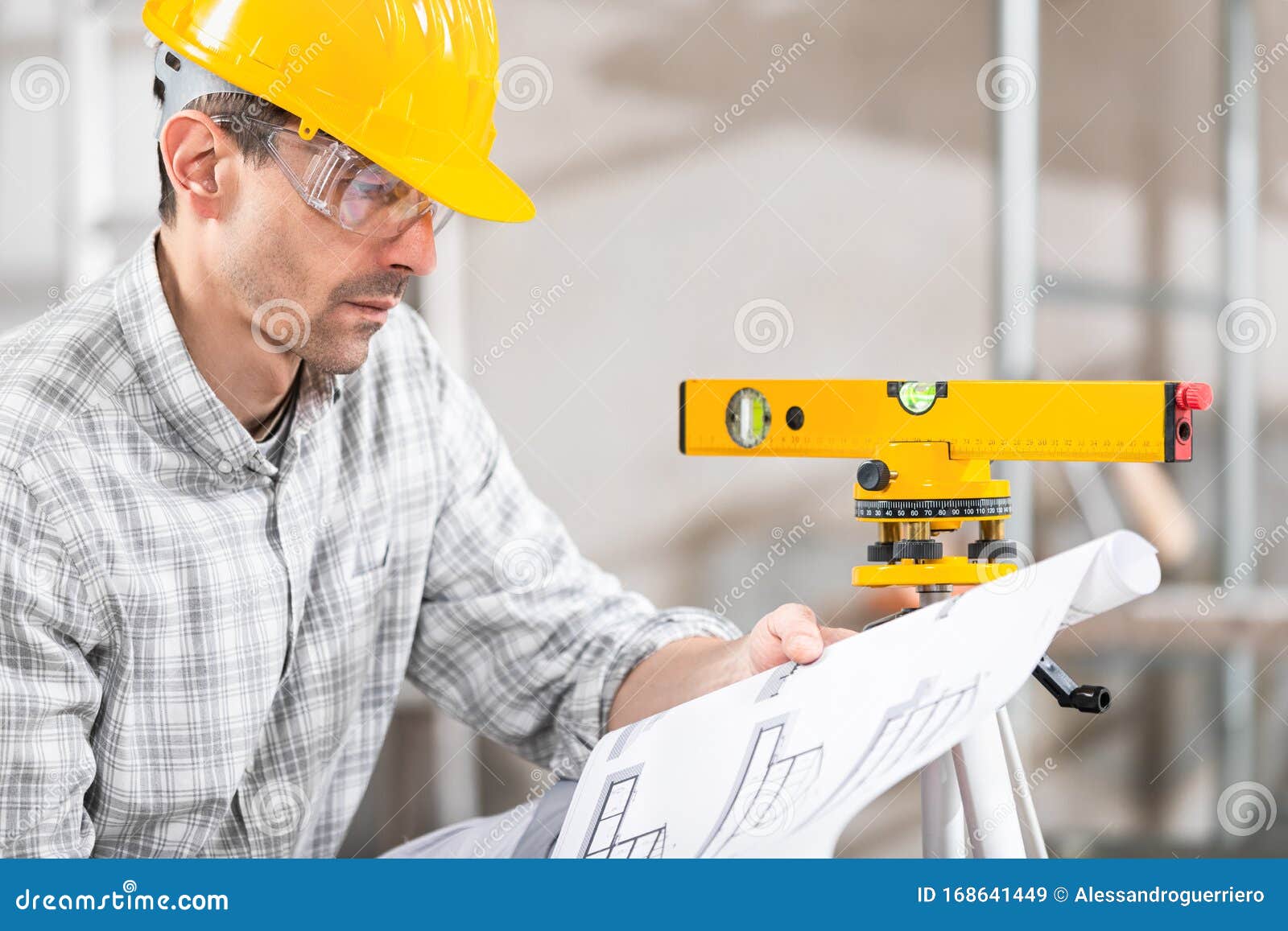 Architect Structural Engineer or Builder with Plan Stock Image - Image ...