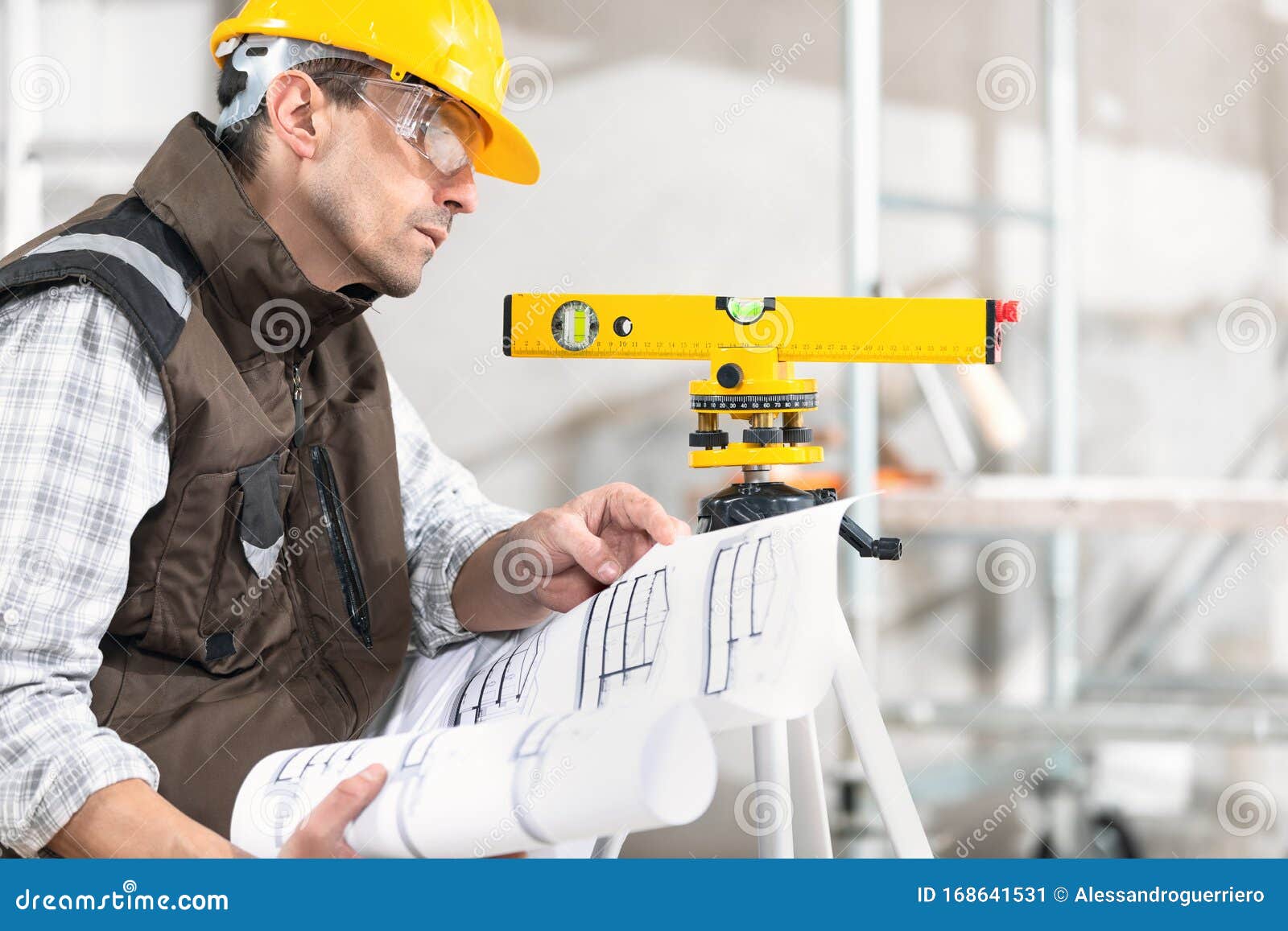Architect Structural Engineer or Builder with Plan Stock Image - Image ...