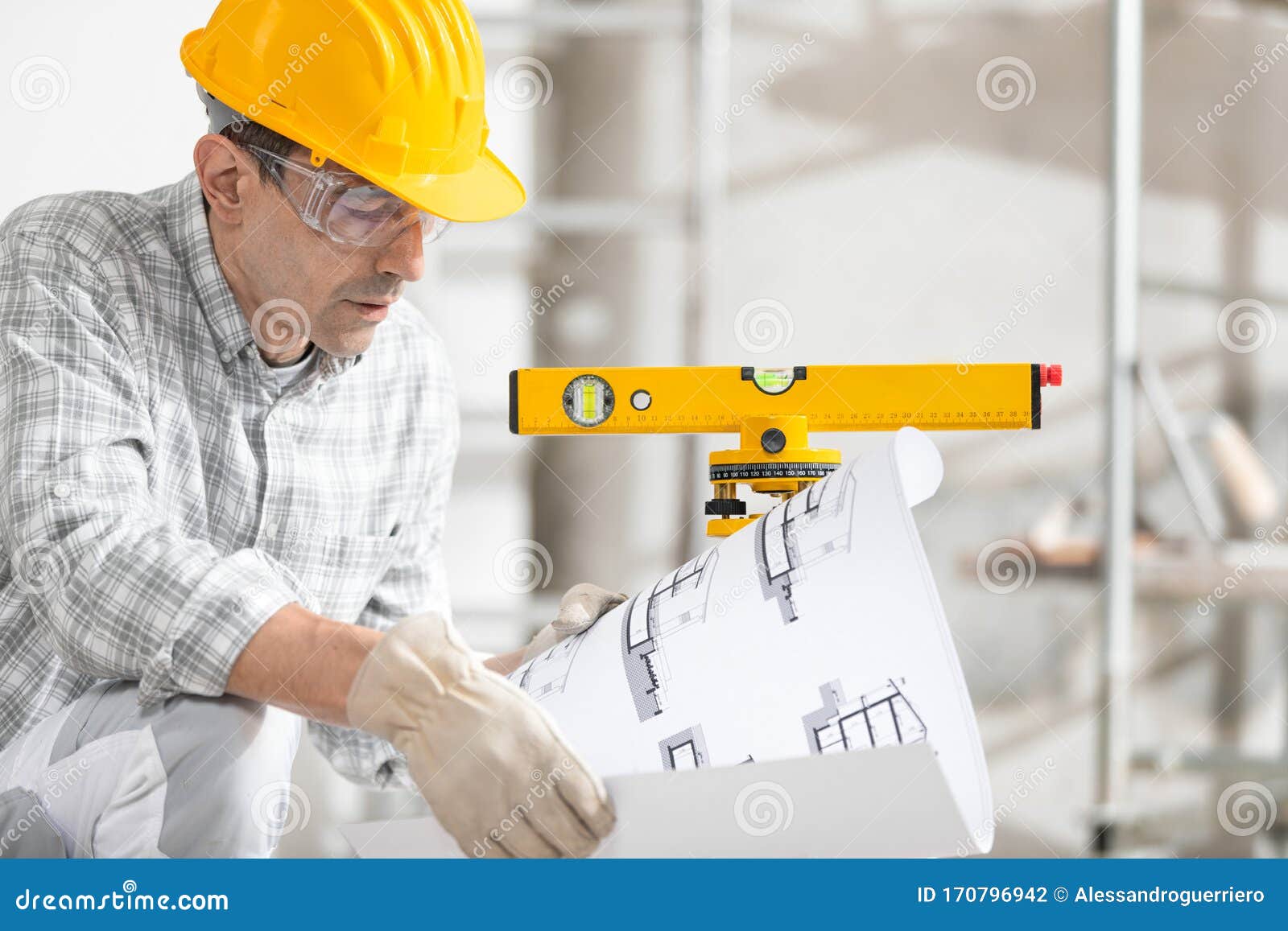 Architect Structural Engineer or Builder with Plan Stock Photo - Image ...