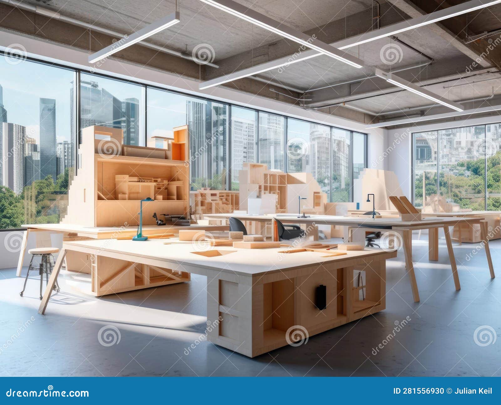 Architect Studio Drafting Printing Modeling Stock Illustration ...