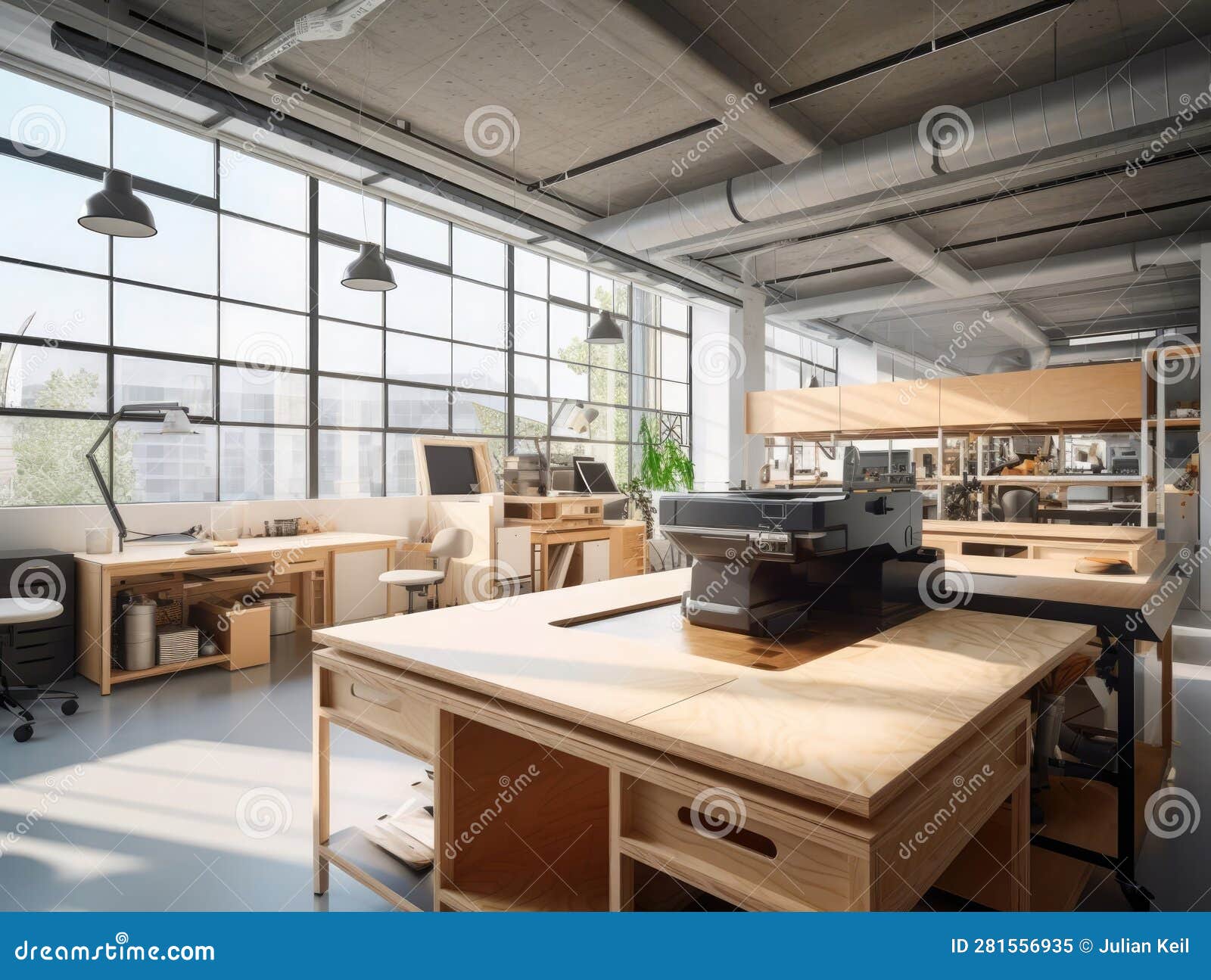 Architect Studio Drafting Printing Modeling Stock Illustration - Illustration of tools ...