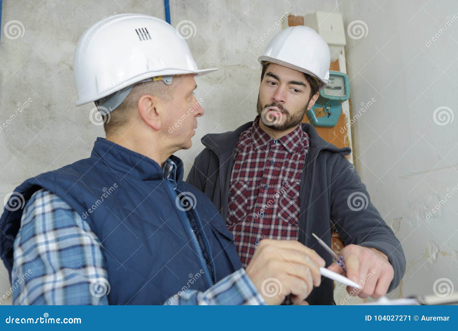 Architect with Supervisor at Construction Site Stock Image - Image of ...
