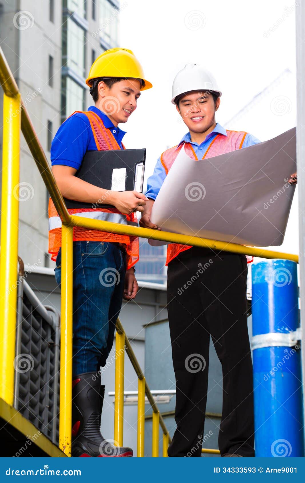 Architect and Supervisor on Construction Site Stock Image - Image of ...